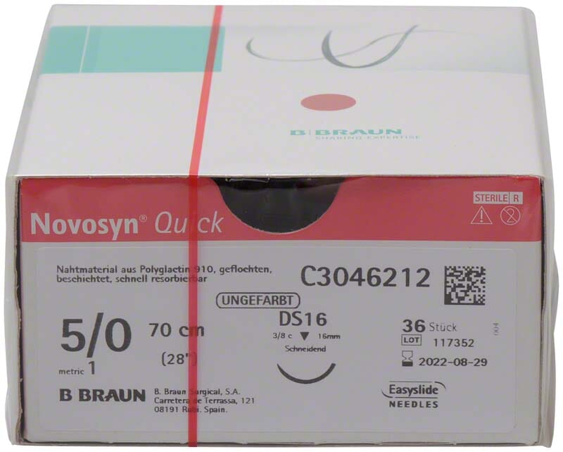 Novosyn Quick DS16 5/0 70 cm 36 stk - DENTALSPAR AS