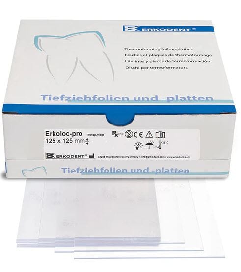 Erkodur plater for skinner hard 125x125 mm 1,0 mm 20 stk - DENTALSPAR AS